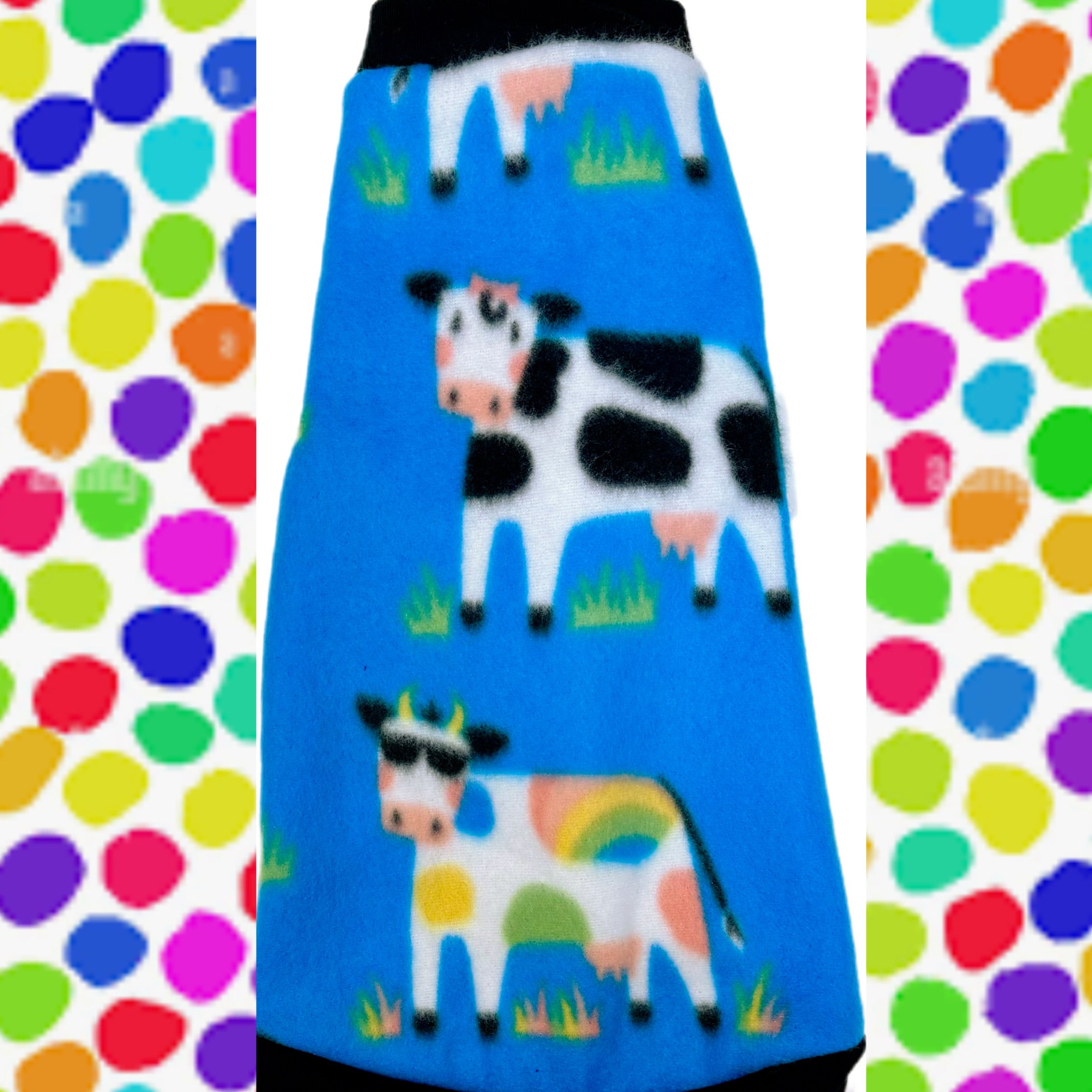 Cows on Bright Blue Fleece, “Udderly Adorable” – Nudie Patooties