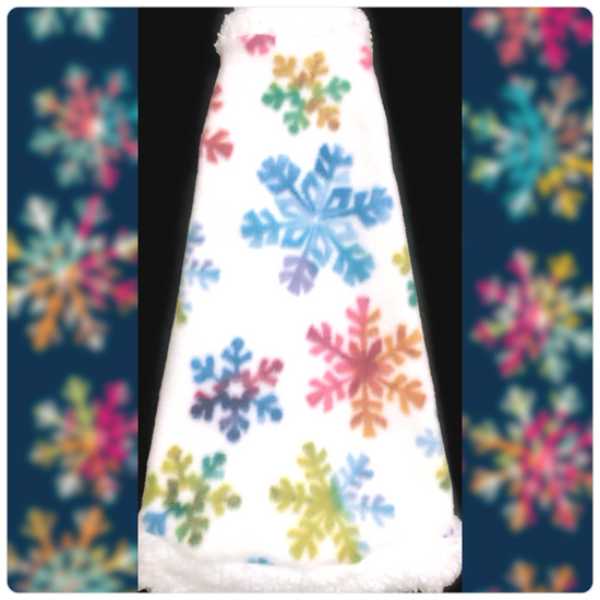 White Rainbow Snowflake Fleece with Sherpa Fur Trim "Rainbow Snowflake ...